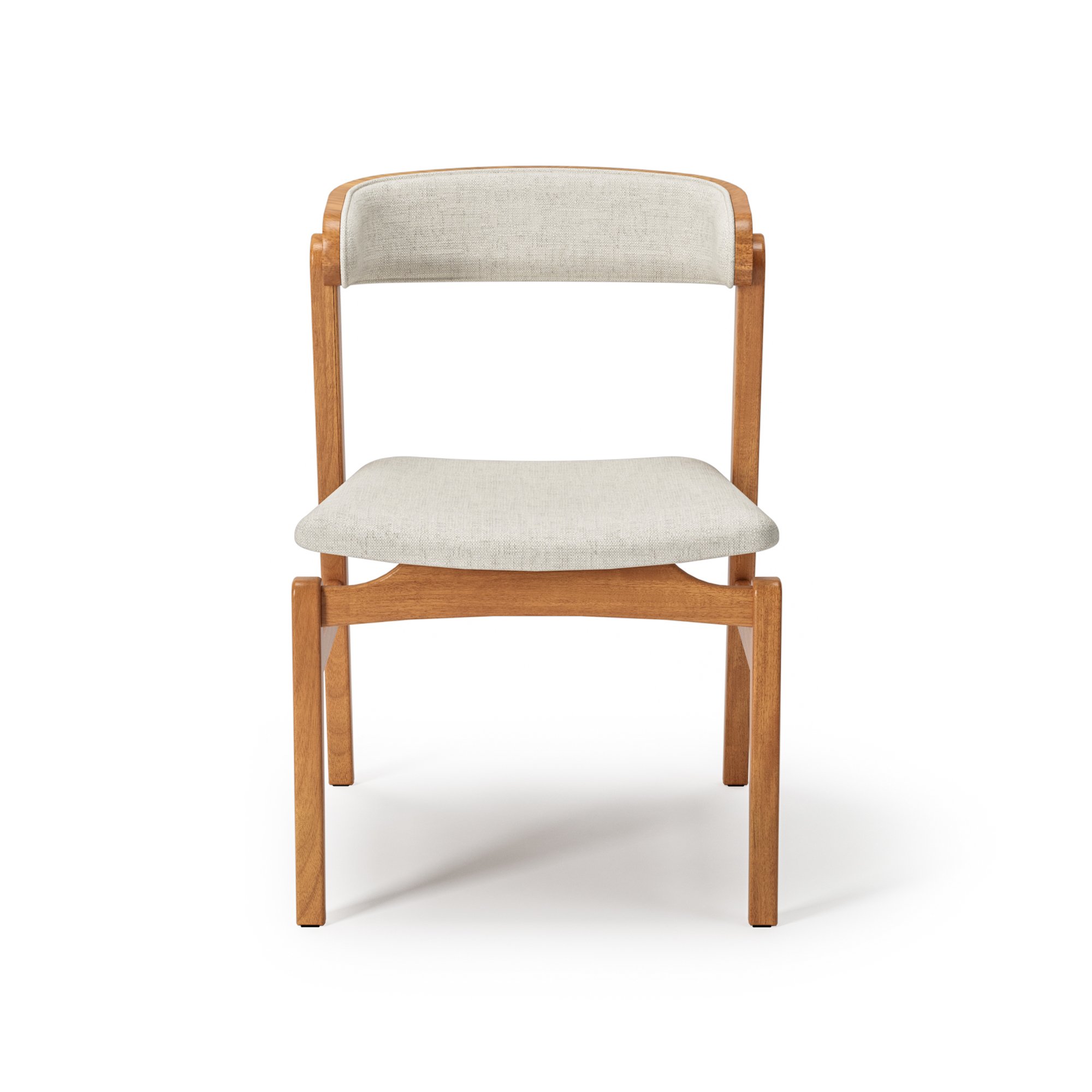 Cadeira de Jantar Olivia com Assento Estofado e Encosto Estofado Champagne com Linho Mescla 154A